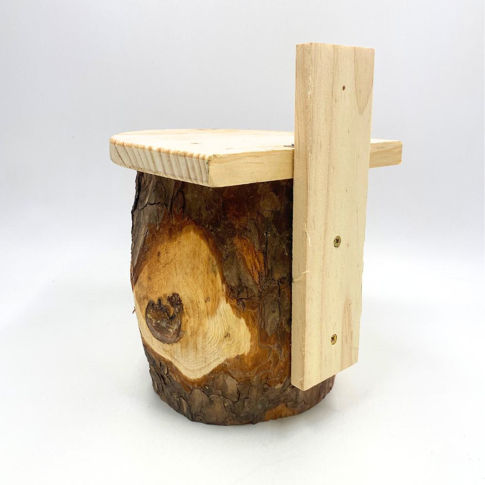 BeakyBites Natural Log Robin Bird Box