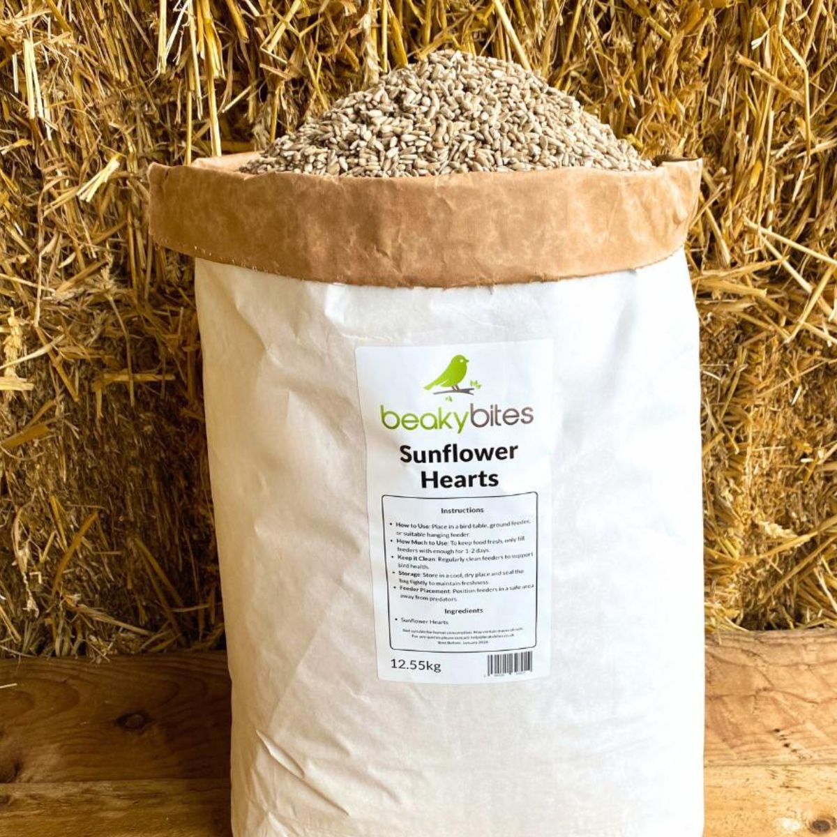 Sunflower Hearts 12.5kg Bird Feed, BeakyBites, Free P&P
